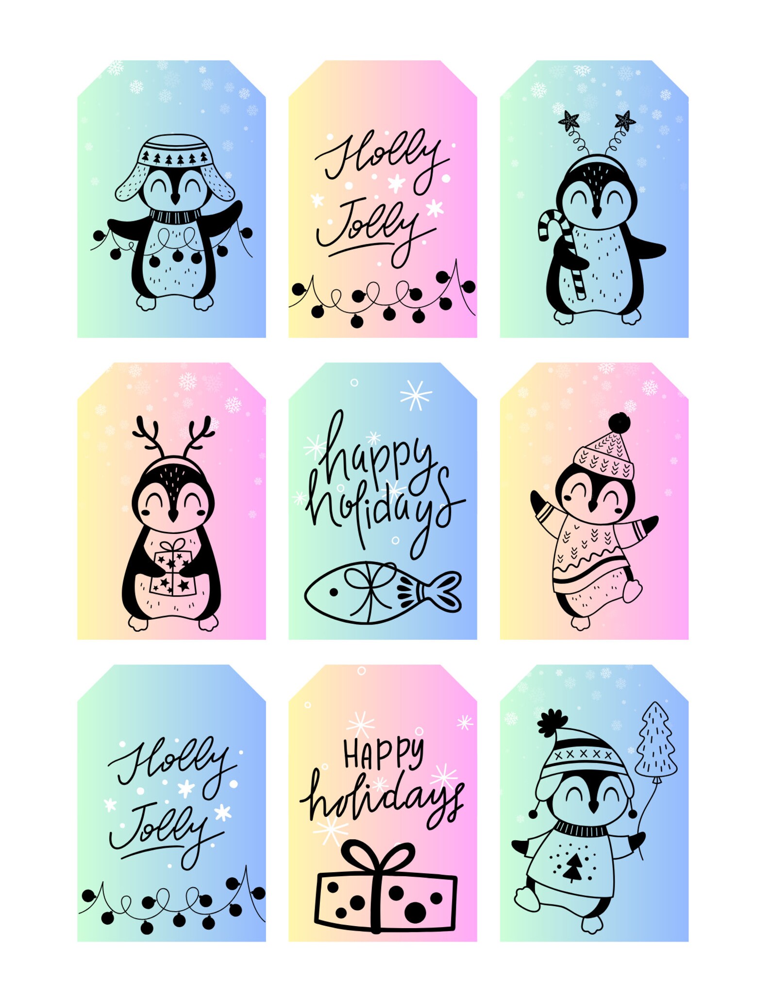 Printable Christmas Gift Tags, Coloring Gift Tags, Holiday Gift Tags - Etsy
