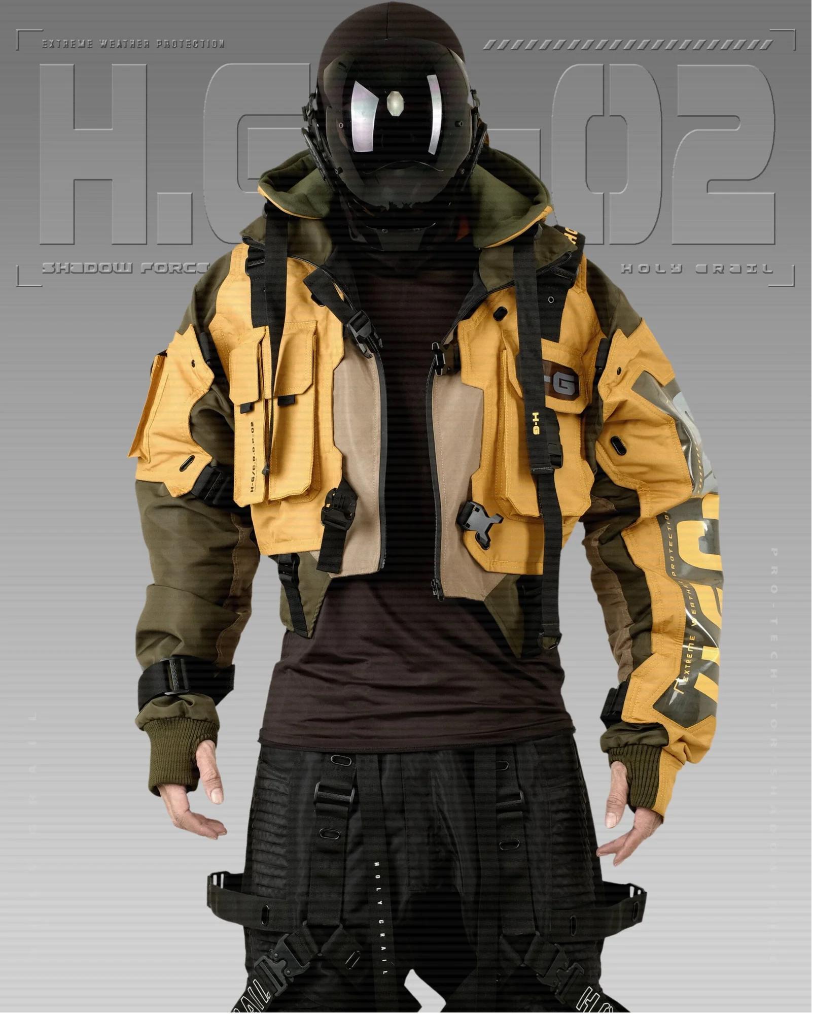 Cyberpunk Techwear Cropped Bomber Jacket – Futuristic Tactical ...