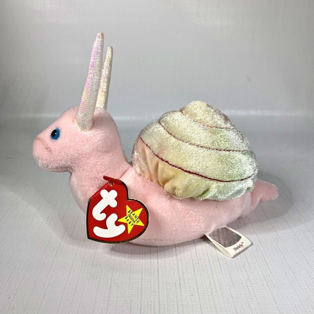 Ty Beanie Babies Swirly Pink Snail 6 Inch Plush Toy Animal 1999 Vtg ...