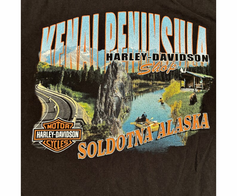 Harley Davidson XL Alaska Tee Shirt Vintage Wolf Made USA Biker ...