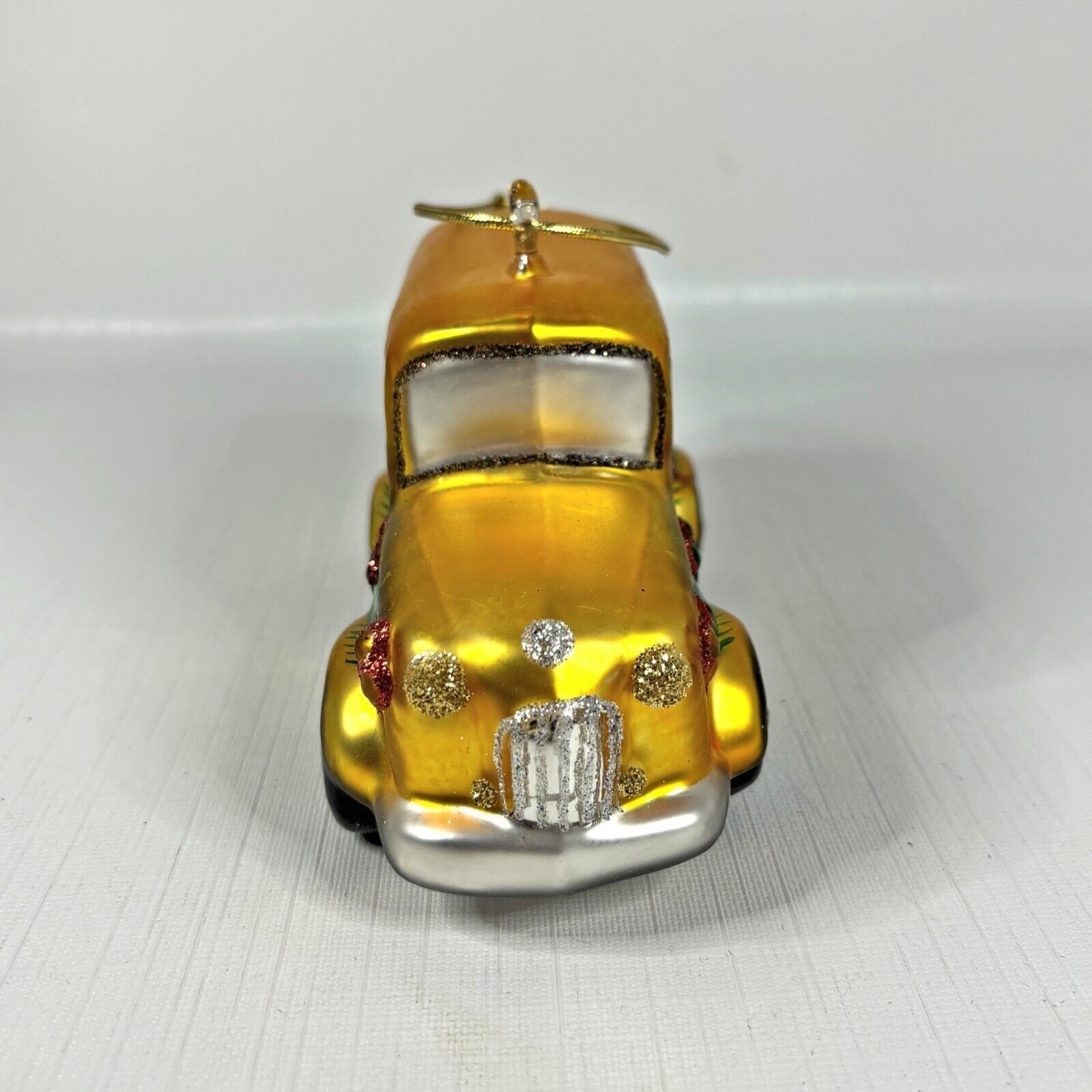 Hand Blown School Bus Ornament Glass Gold Christmas Holiday Vintage 5 ...