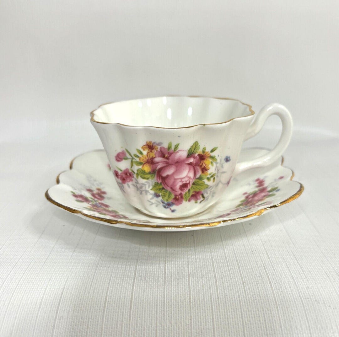 Royal Stuart Roses Teacup Saucer Spencer Stevenson Bone China Made ...