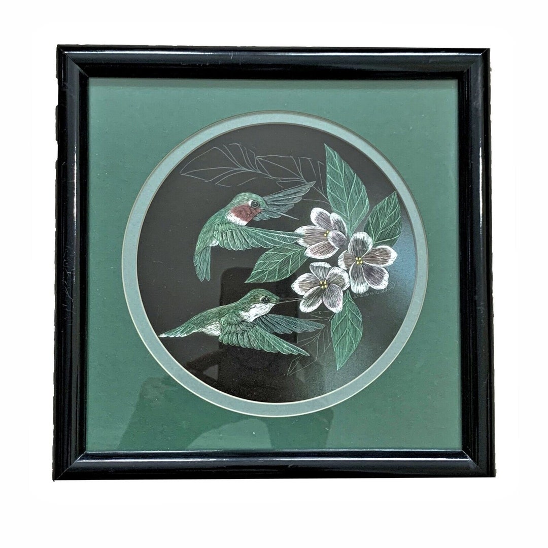 Vintage Sharon Wald Signed Hummingbird Scratchboard Original Etching Framed - Etsy
