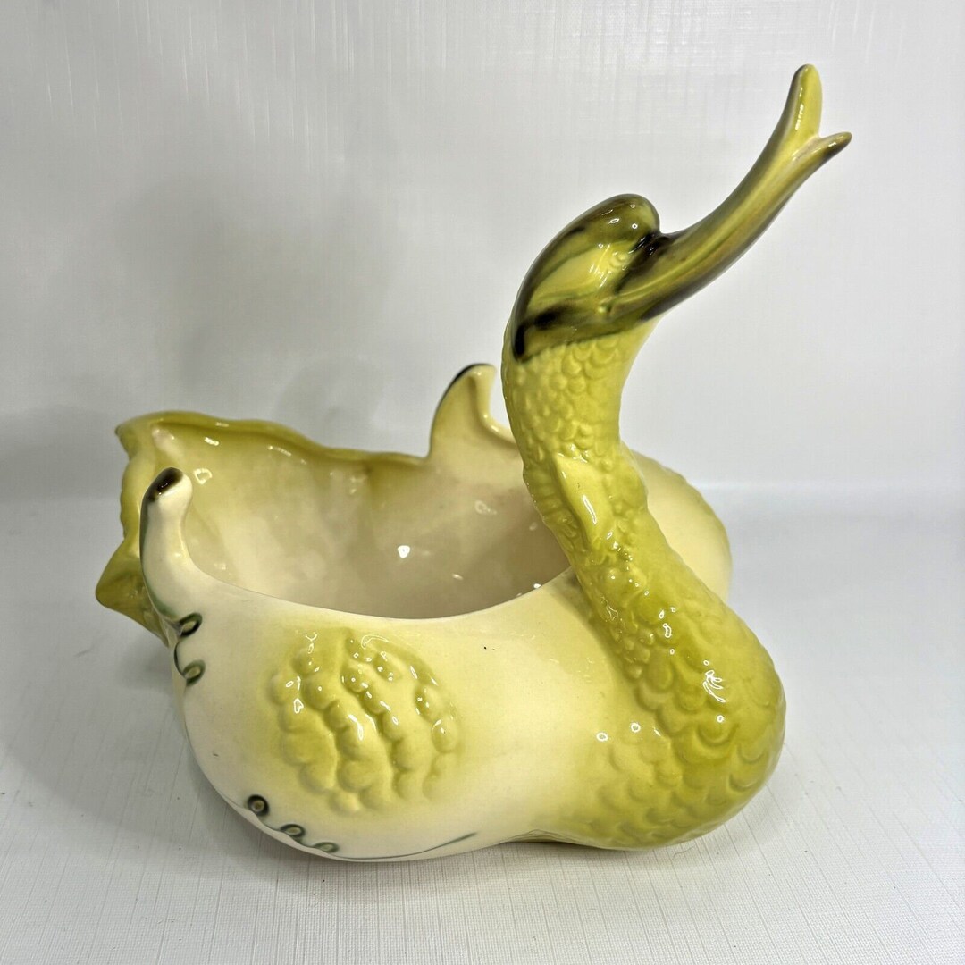 1950s Vintage Hull Duck Planter Ceramic Chartreuse Ceramic Goose Swan ...