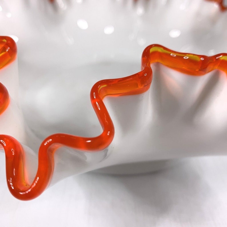 Vintage Fenton Flame Orange Crest Ruffled Large Bowl Double - Etsy