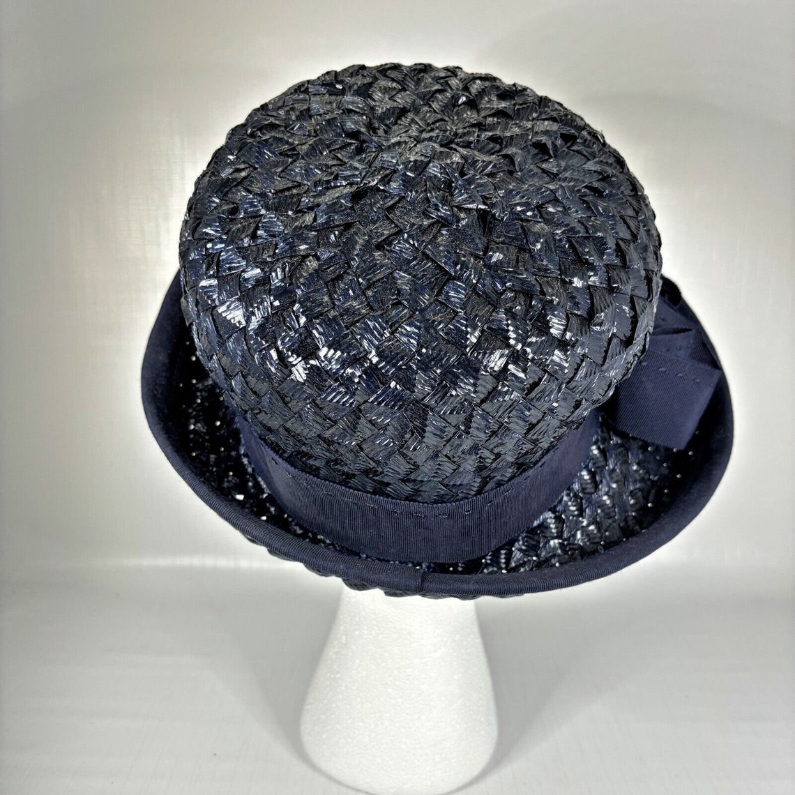 Chez Originals Rolled Brim Straw Hat Vintage Union Made USA Bow 1960s ...