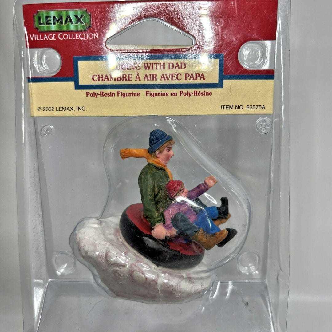 Lemax 2002 Tubing Dad Figurine Christmas Village Tubing Holiday Snow ...
