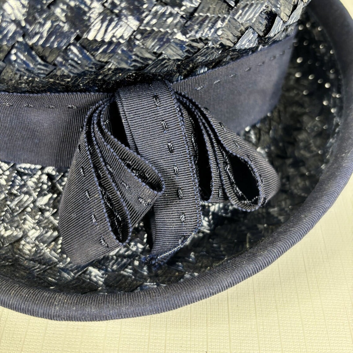 Chez Originals Rolled Brim Straw Hat Vintage Union Made USA Bow 1960s ...