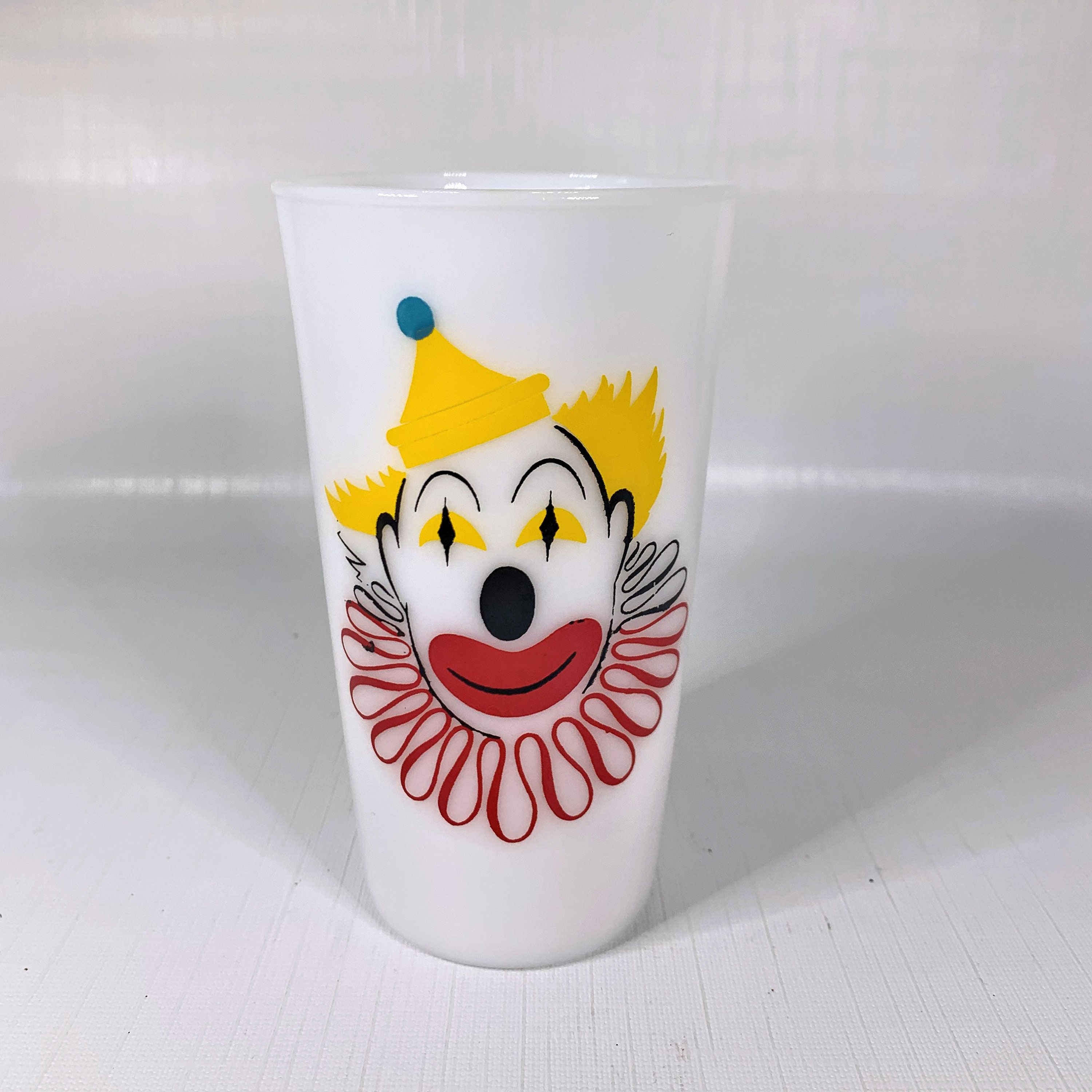 Set of 4 Vintage 1950s Mid Century Modern Hazel Atlas Milk Glass Clown ...