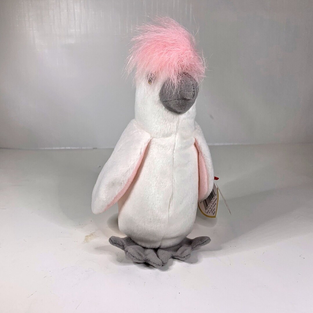 TY Beanie Babies Kuku Cockatoo Bird White Pink 97 Tush Tag 98 Swing Tag ...