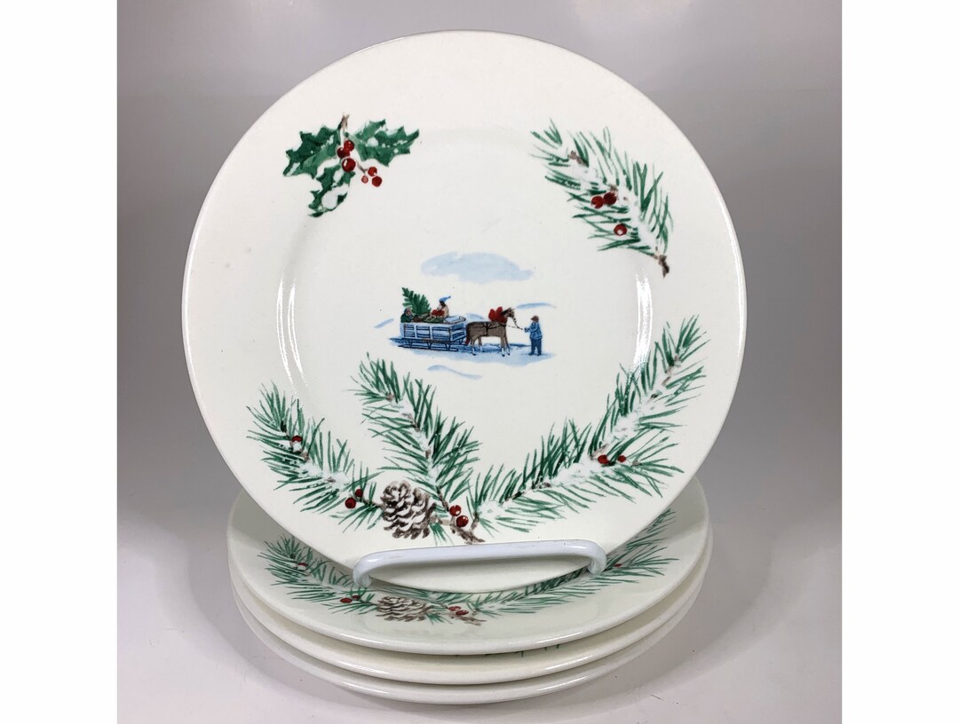 Rare Farberware Dinner Plates White Christmas 2118 Original Version ...