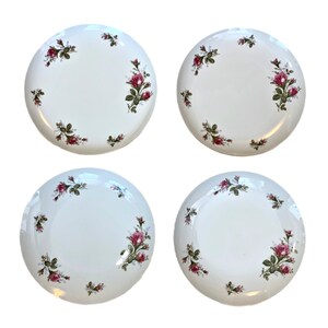 4 Moss Rose China Dinner Plate Roses Coupe Gold Colored Trim 10 1/8” by ...