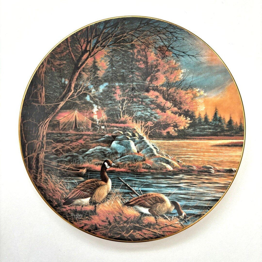 Terry Redlin Collector Plate AFTERNOON GLOW Rustic Geese Wildlife 1980s ...