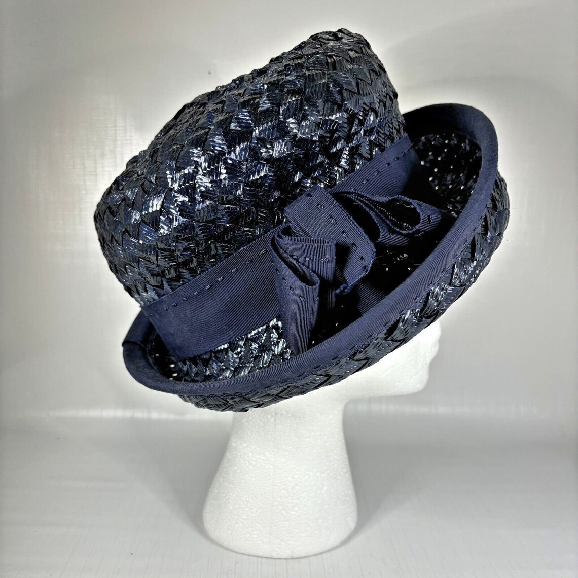Chez Originals Rolled Brim Straw Hat Vintage Union Made USA Bow 1960s ...