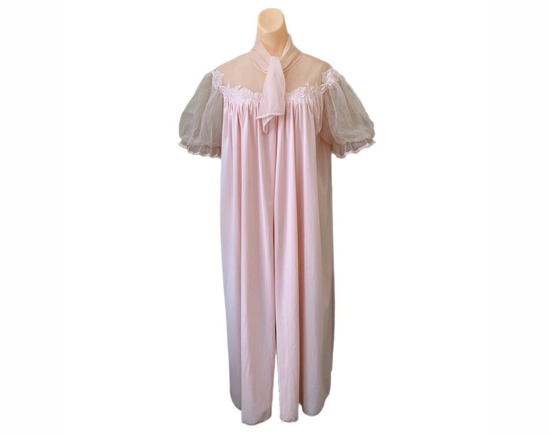 Laros Large Pink Negligee Robe Fairy Bride Romantic Nightdress Lingerie ...