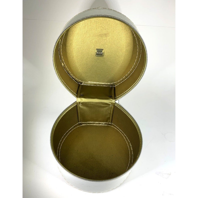 White Zip up Hat Box Wig Mid Century Mod Gogo Storage Vintage Round - Etsy