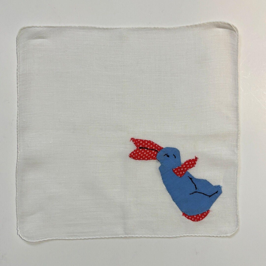 Vintage Childrens 1940s Bunny Handkerchief Embroidered Cottage Core ...