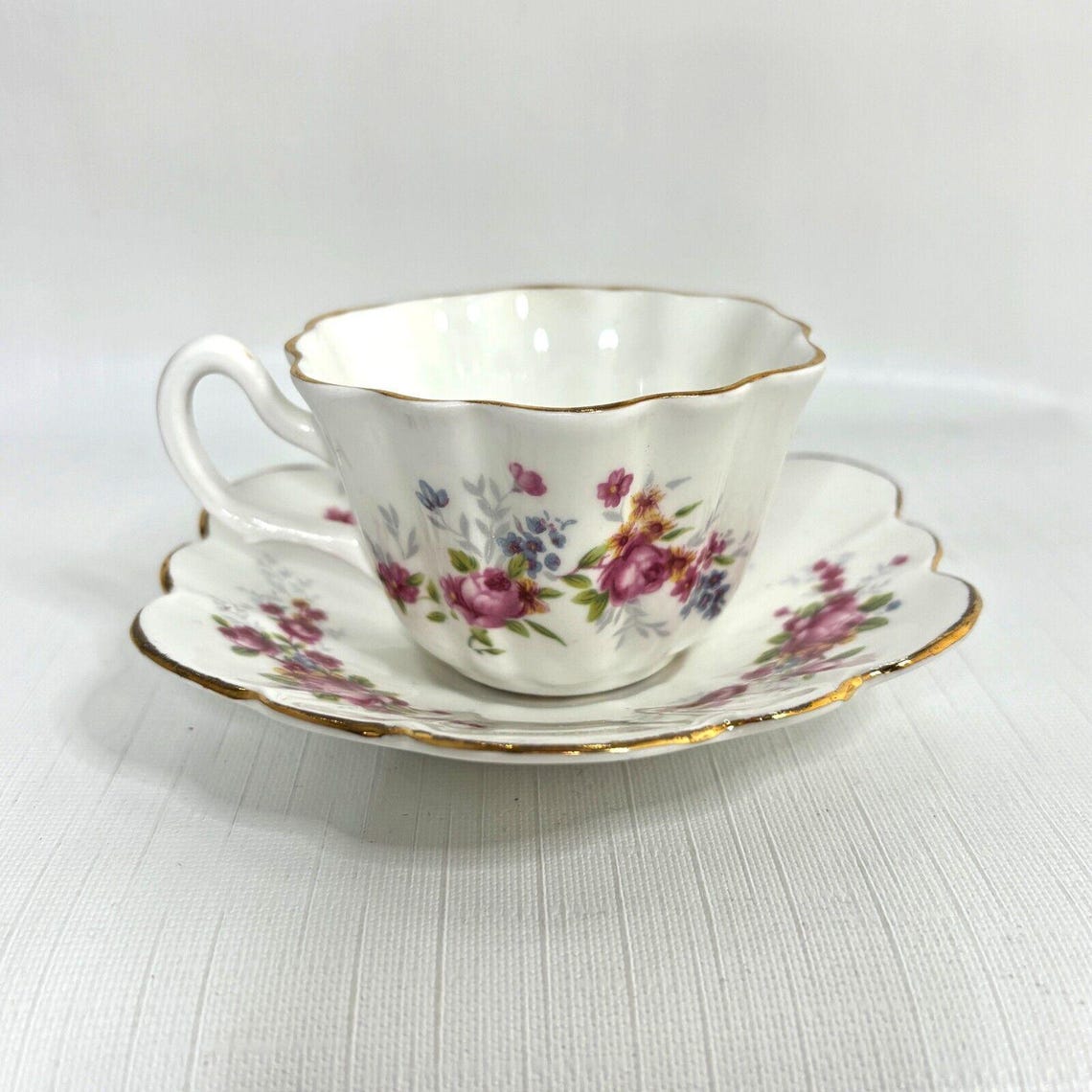 Royal Stuart Roses Teacup Saucer Spencer Stevenson Bone China Made ...