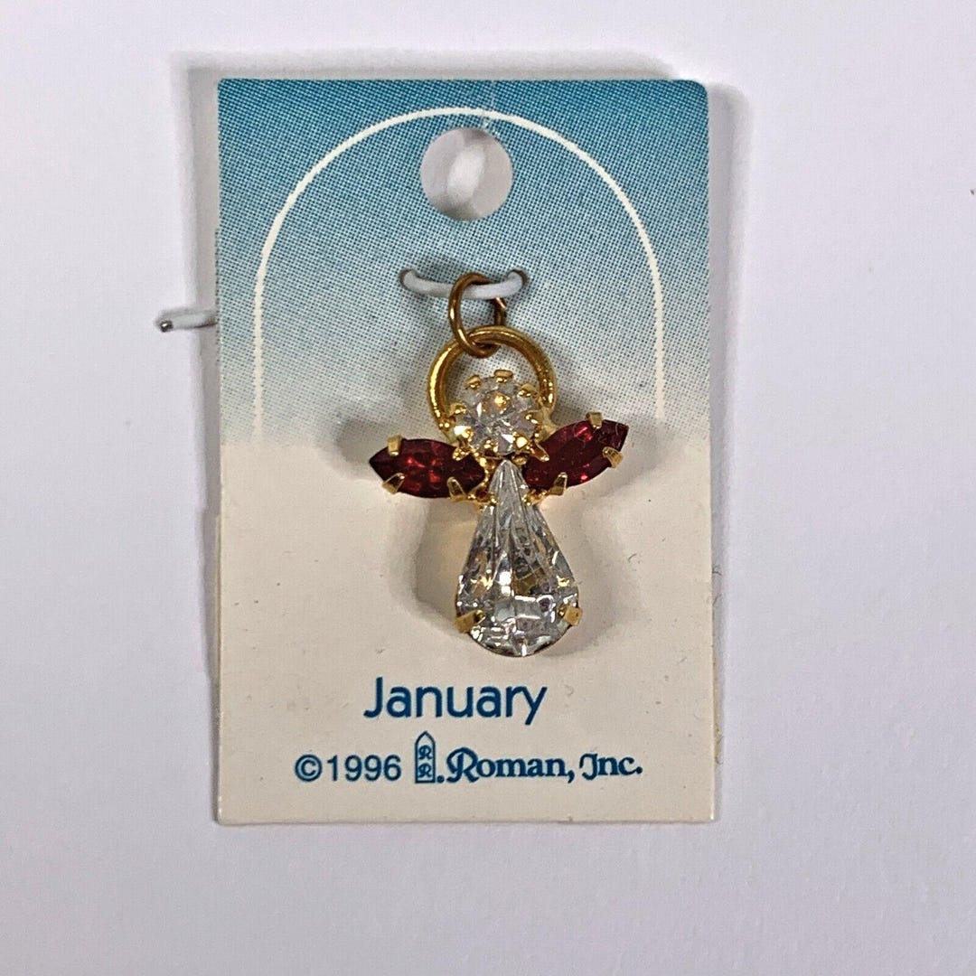 NOS January Birthstone Angel Charm Pendant Roman Inc Rhinestone 1996 ...