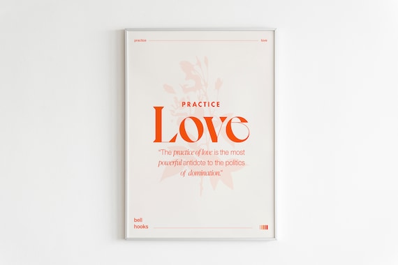Practice Love Printable Bell Hooks Typography Design Wall | Etsy