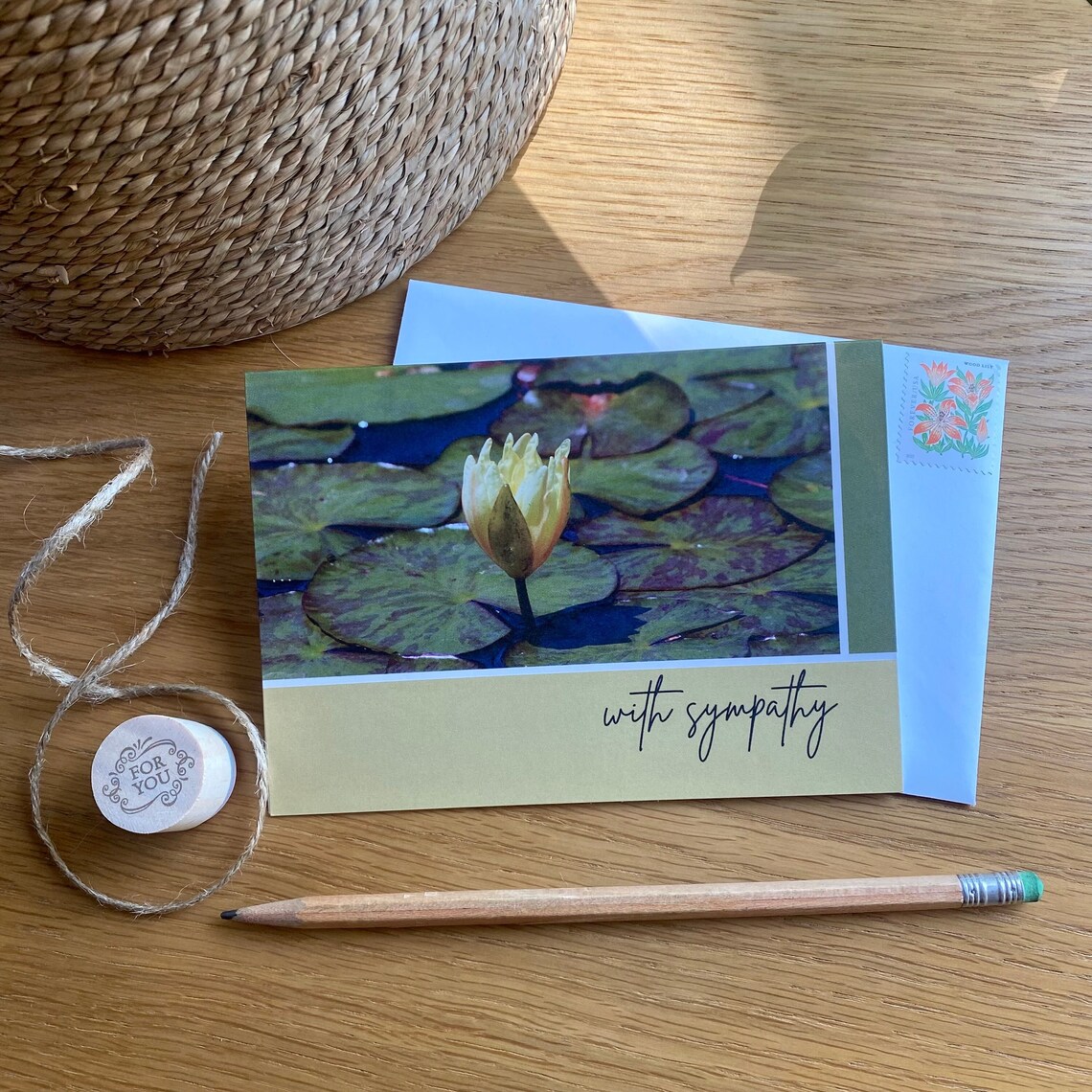 WITH SYMPATHY CARD | Water Lilly Card, Bereavement Card, Condolences ...