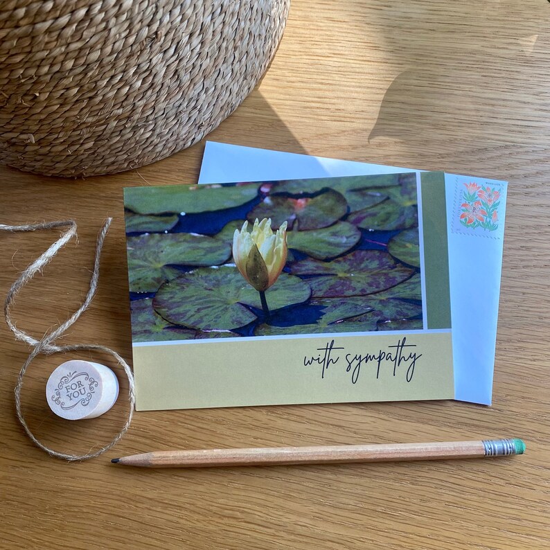 With Sympathy Card: Water Lily Photography, Bereavement Condolences ...