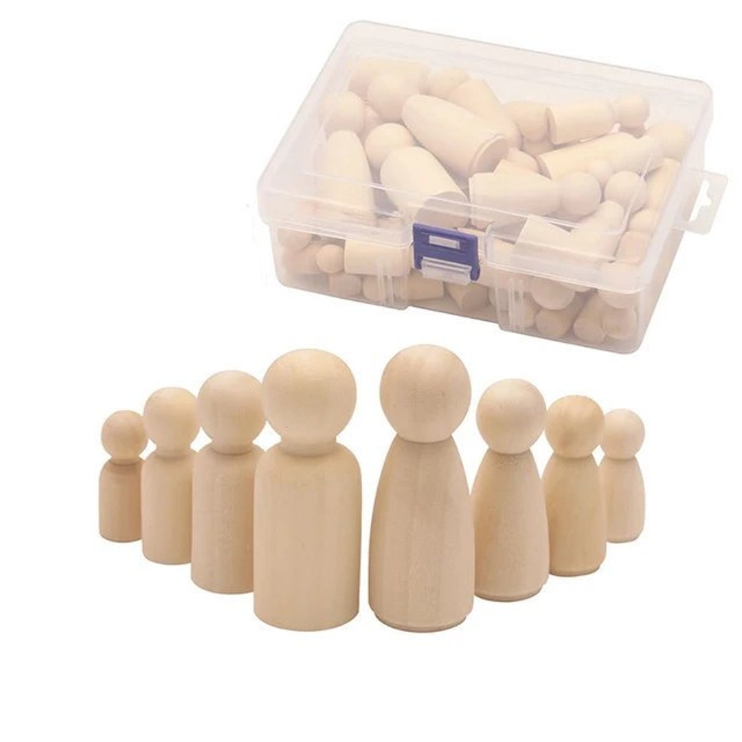 50 Wooden Peg Dolls, Peg People, Unfinished Maple Ready to Paint ...