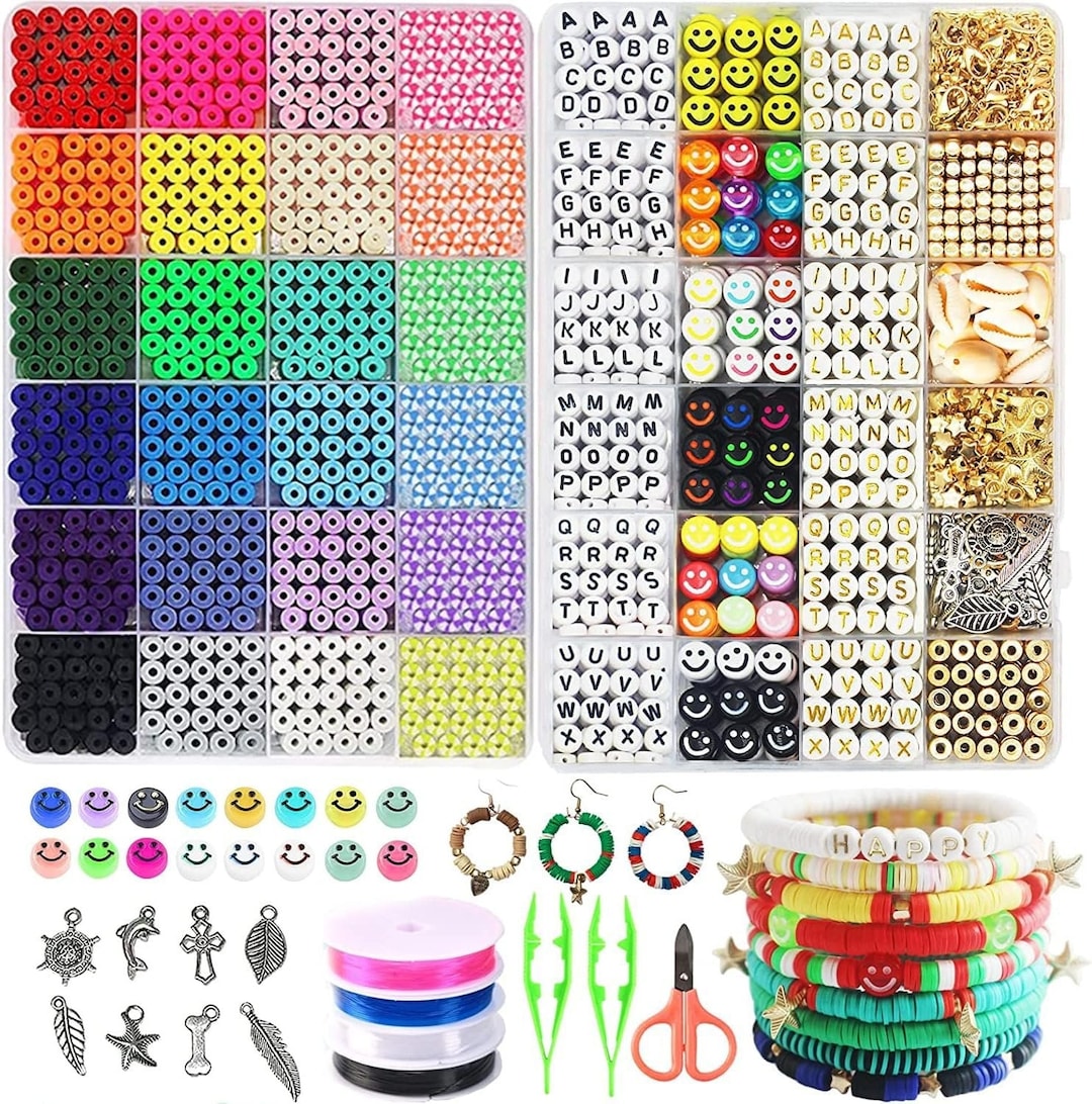 7200pcs Polymer Clay Beads Set 24 Colors Round Disc Spacer Heishi ...