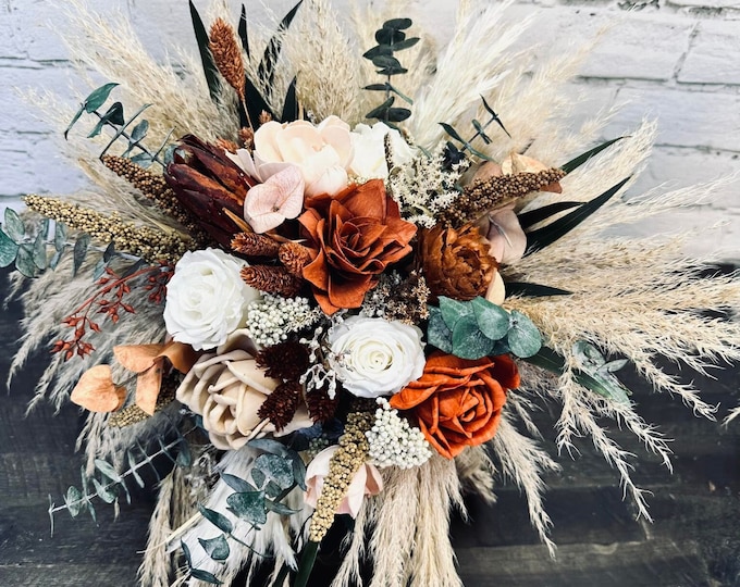 SPICED SUNSET: Rustic Boho /blush/burnt Orange/ivory/rust/ Sola Wood ...
