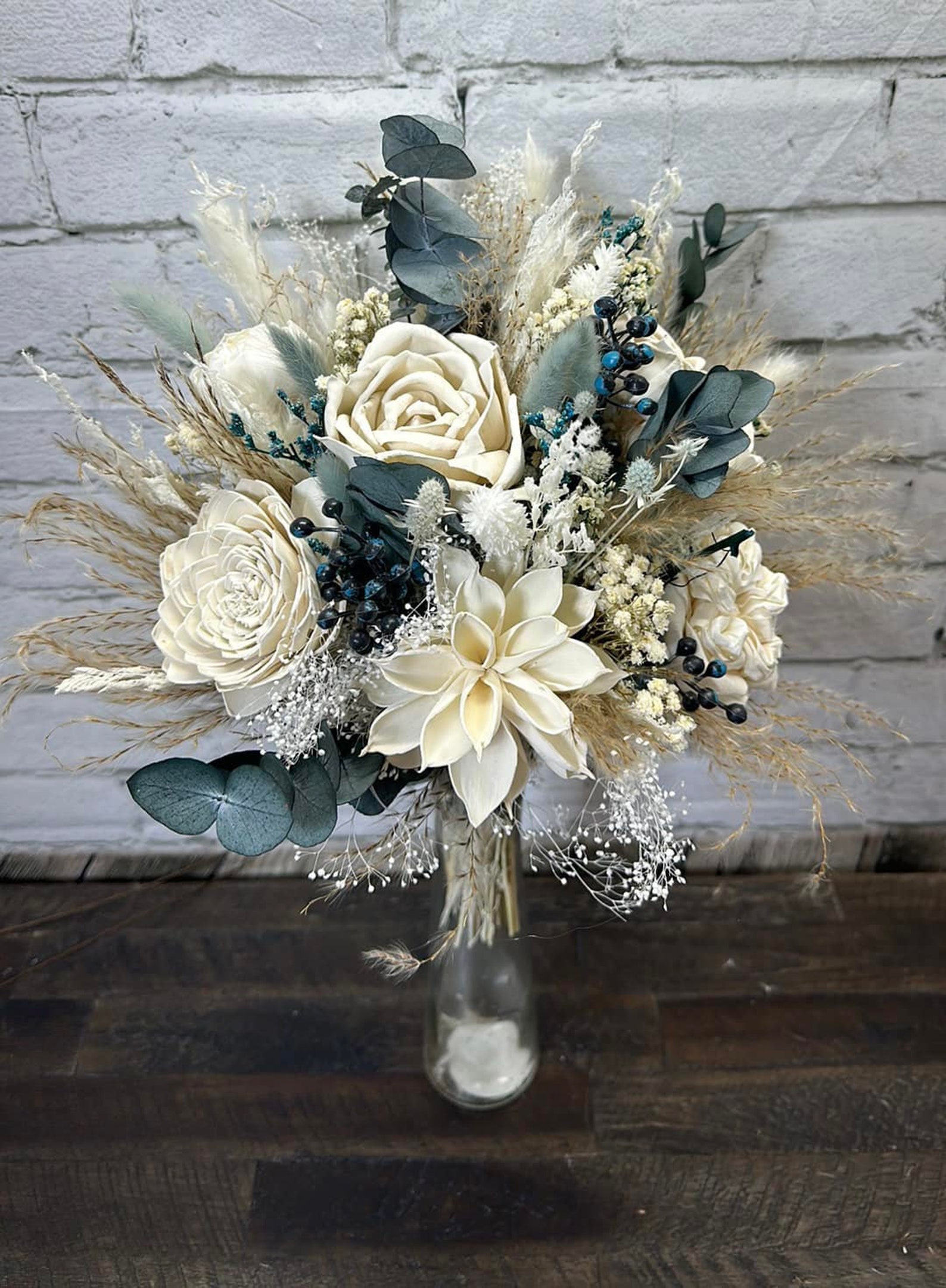 BLISSFUL IVORY: Boho/ Neutrals/ White/ Ivory/ Pampas/ Wood Flowers ...