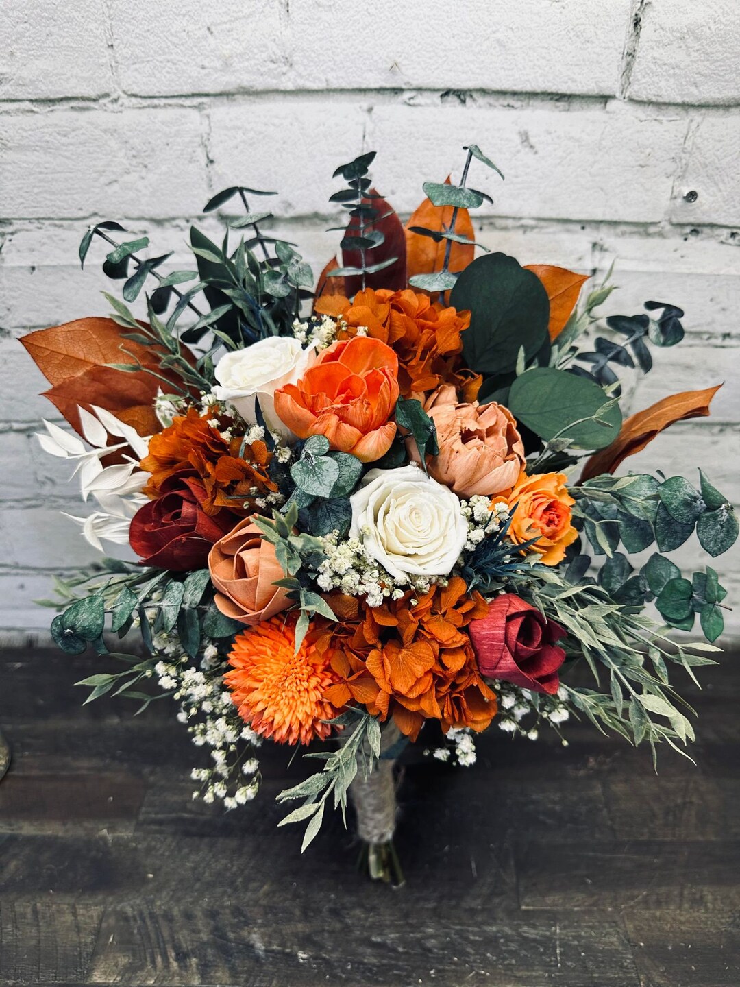 CATCHING SUNSETS: Burnt Orange/ivory/red/terracotta/wood Flowers Pampas ...