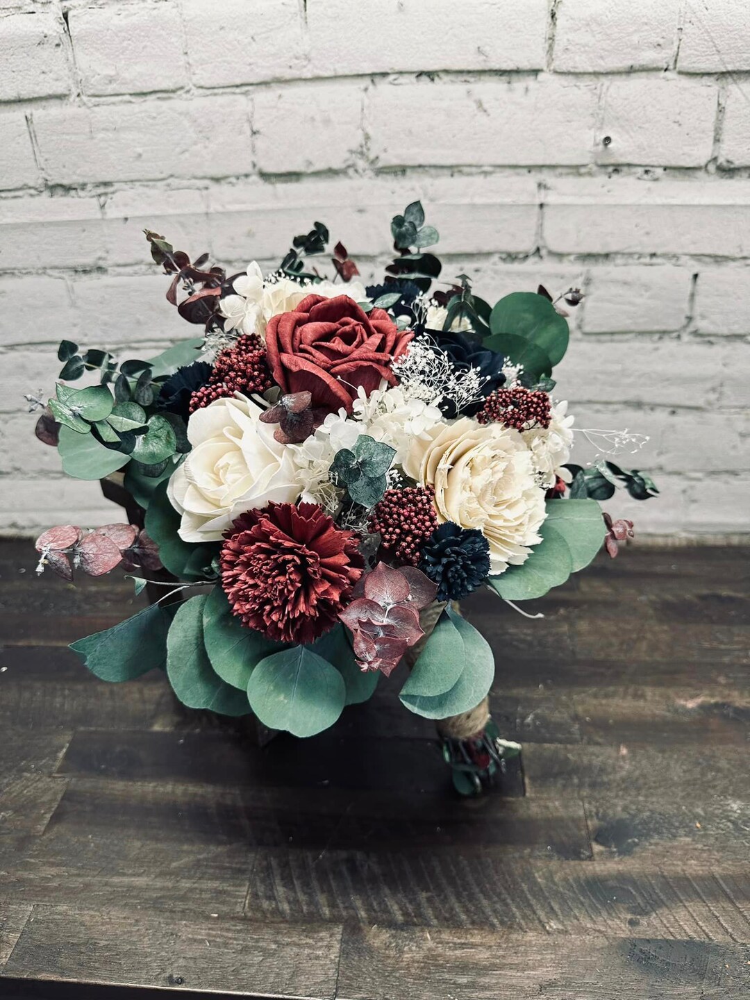 SPRINKLE OF WINE: Rustic Boho / Rustic Red/ Ivory/ Wood Flowers/ Pampas ...