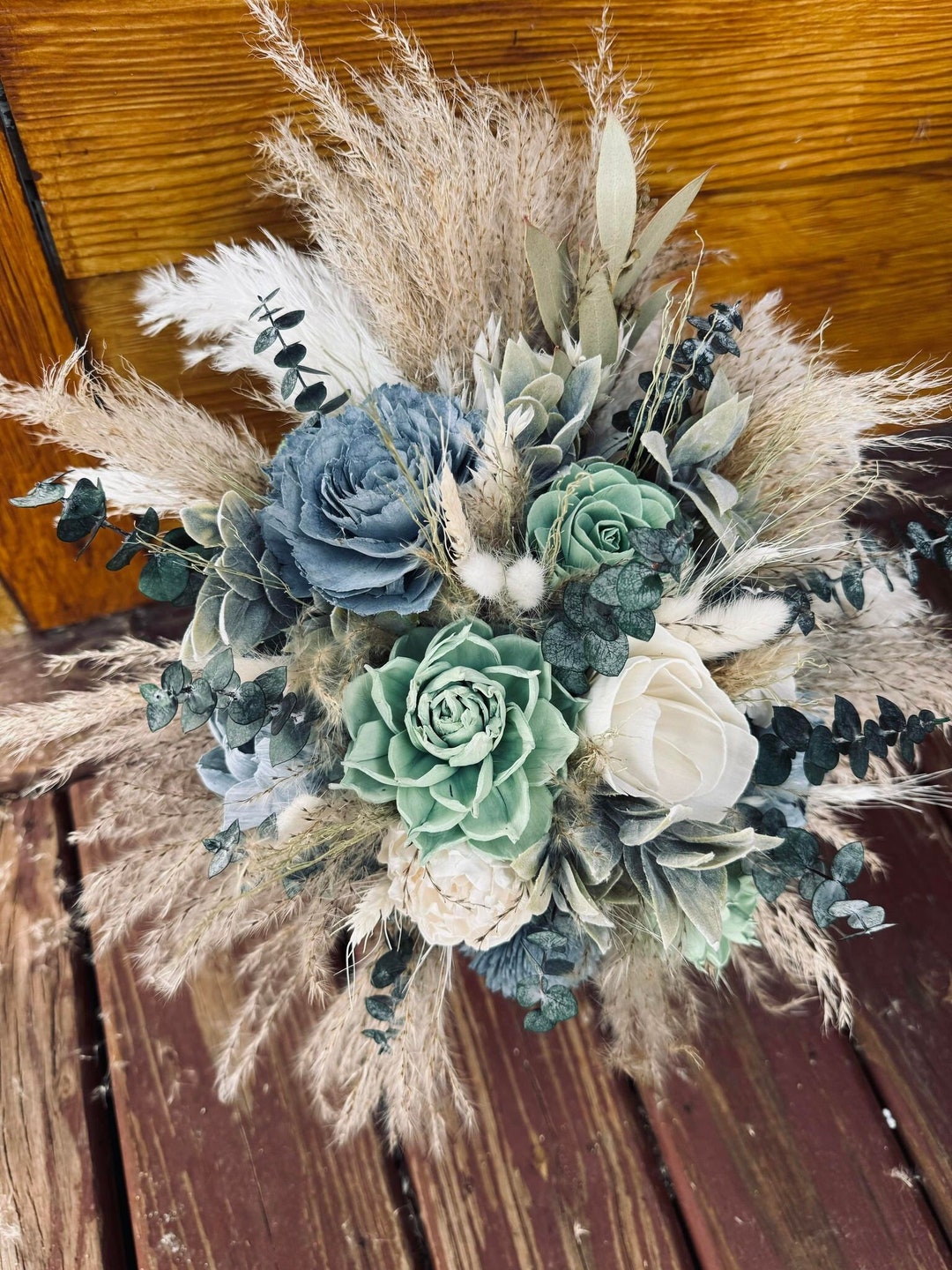 BOHO BEACHIN': Boho/rustic Dusty Sage Green/dusty Blue/ivory Sola Wood ...