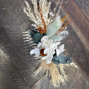 RUSTY BLUES : Rustic Boho /rust/ivory/dusty Blue/ Wood Flowers/ Pampas ...