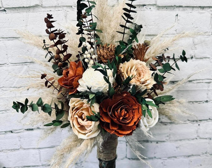 TOASTED MARSHMALLOW: Rustic Boho /terracotta/ivory Sola Wood Flowers ...