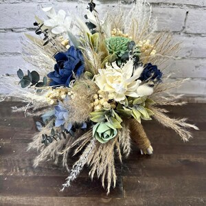 BEACH BLUES: Boho/rustic Dusty Sage Green/dusty Blue/ivory Wood Flowers ...