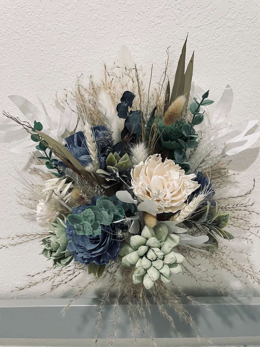 BOHO BEACHIN': Boho/rustic Dusty Sage Green/dusty Blue/ivory Sola Wood ...