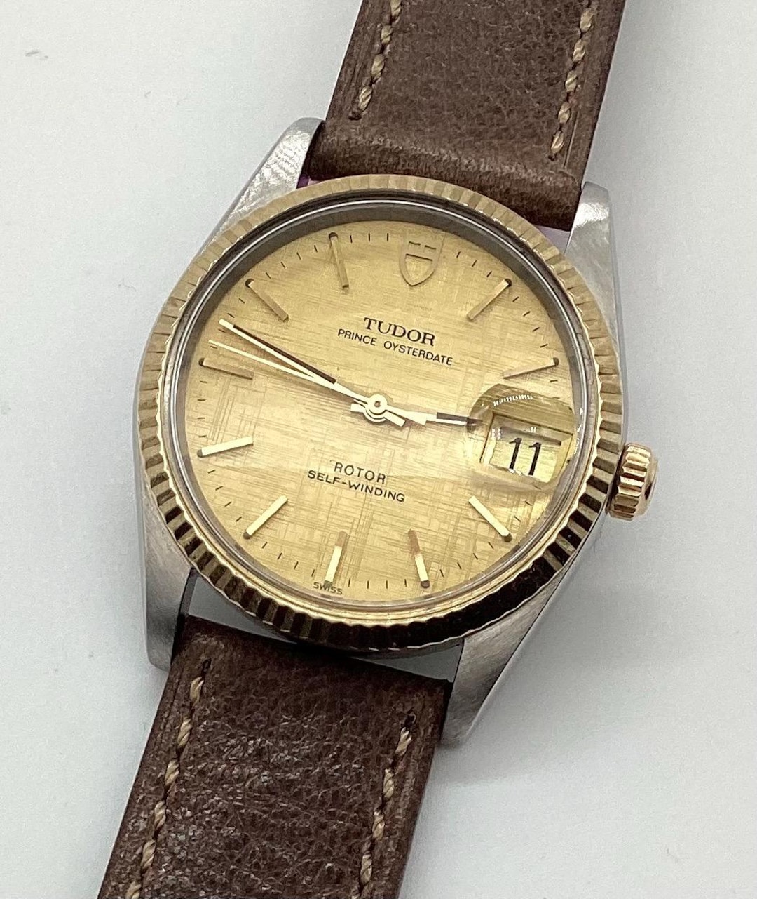 Vintage Tudor Prince Oysterdate Linen Gold Color Dial 74033 Original ...