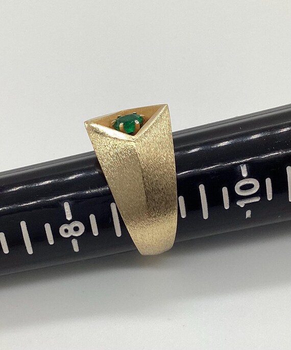Vintage Genuine Emerald Solid 18k Yellow Gold Men’s R… - Gem