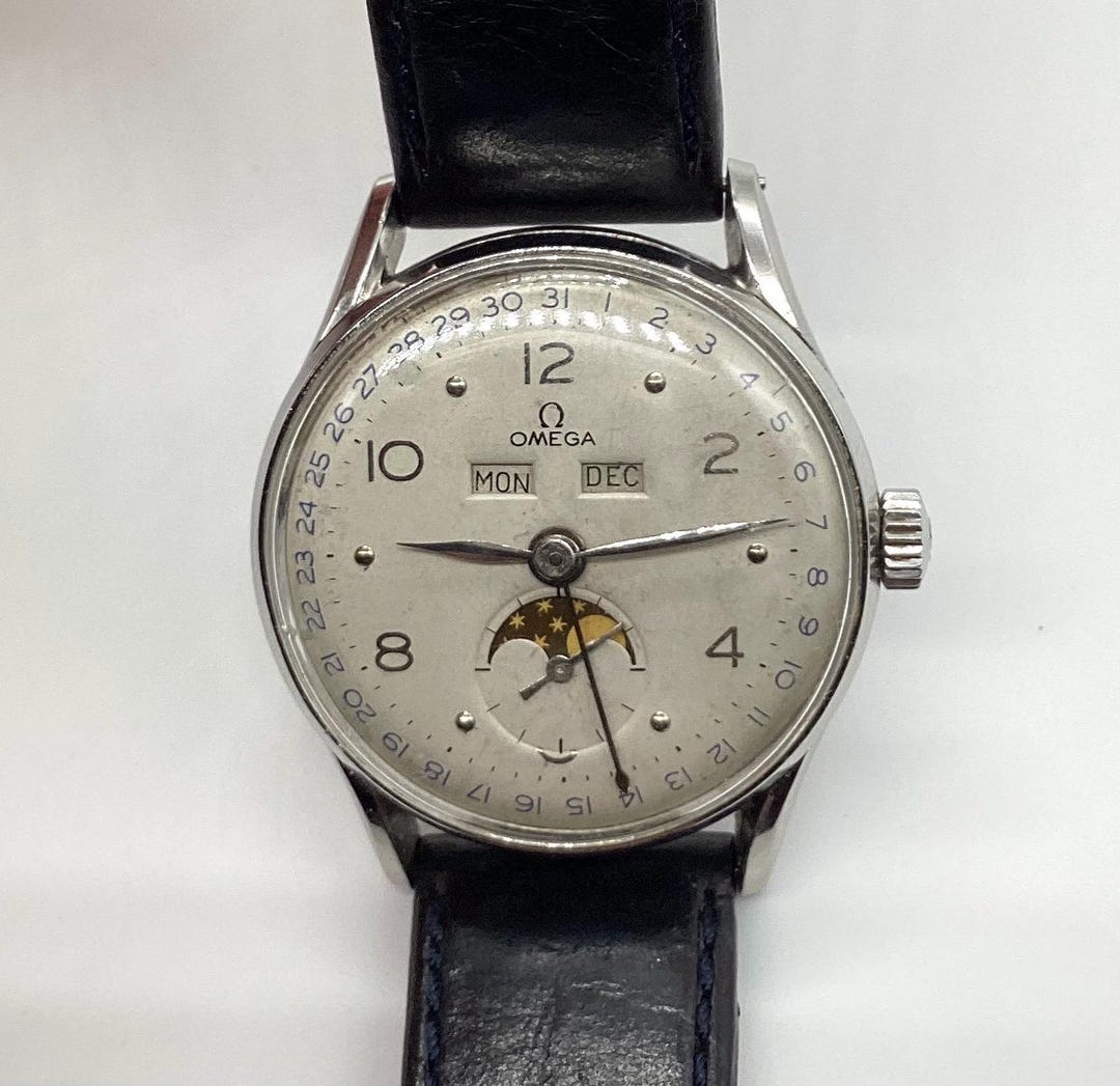 Vintage Omega Cosmic Triple Calendar Moon Phase Manual Wind Cal 381 ...