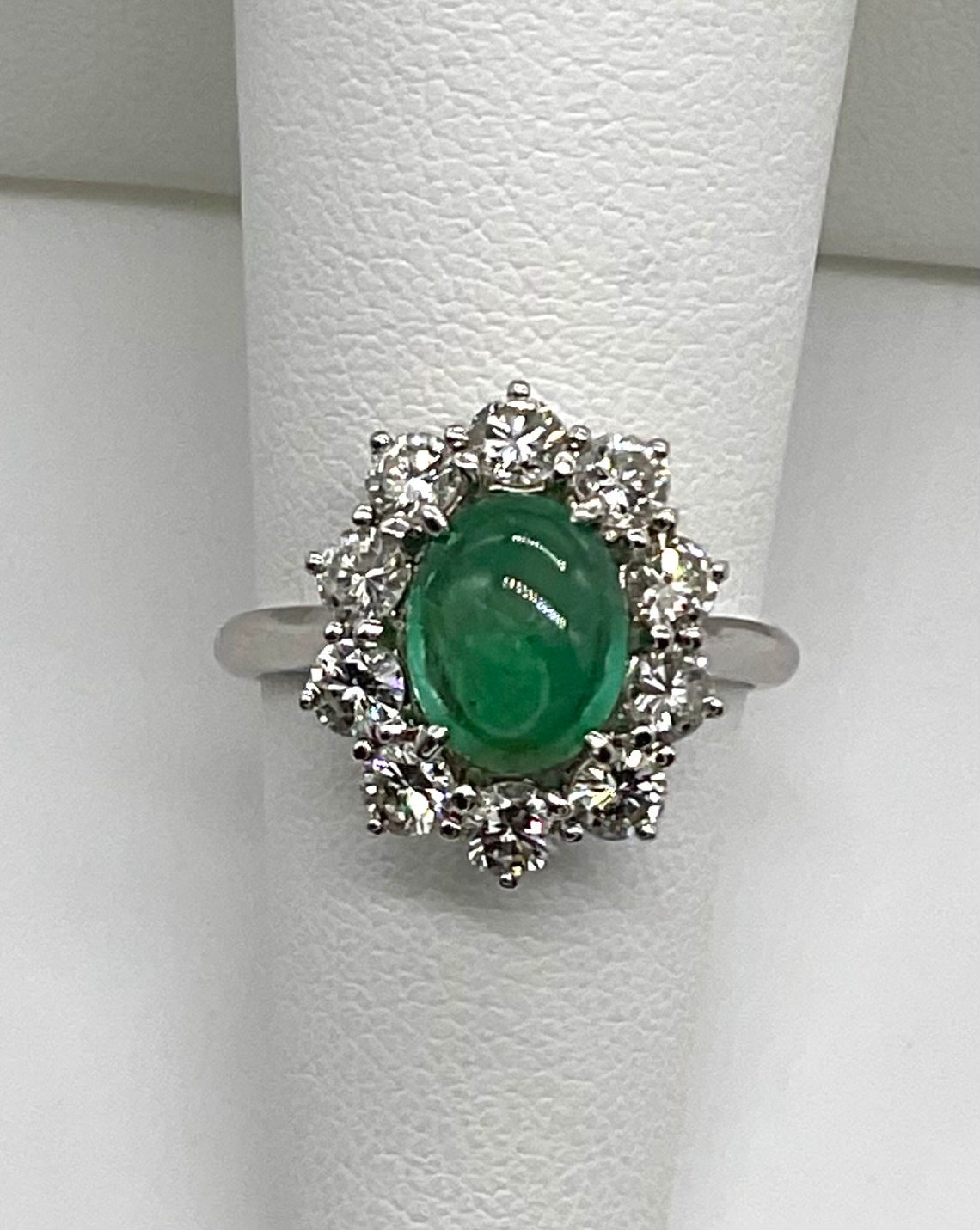 APPRAISED. Estate Genuine Emerald Natural Diamonds Solid 18k White Gold ...