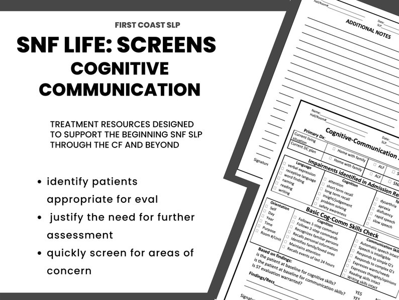 SNF SLP: Cognitive-communication Screen - Etsy
