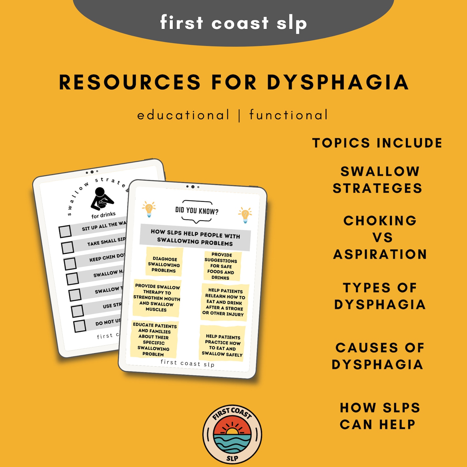 SLP Resources for Dysphagia, Safe Swallow Strategies, and Education for ...