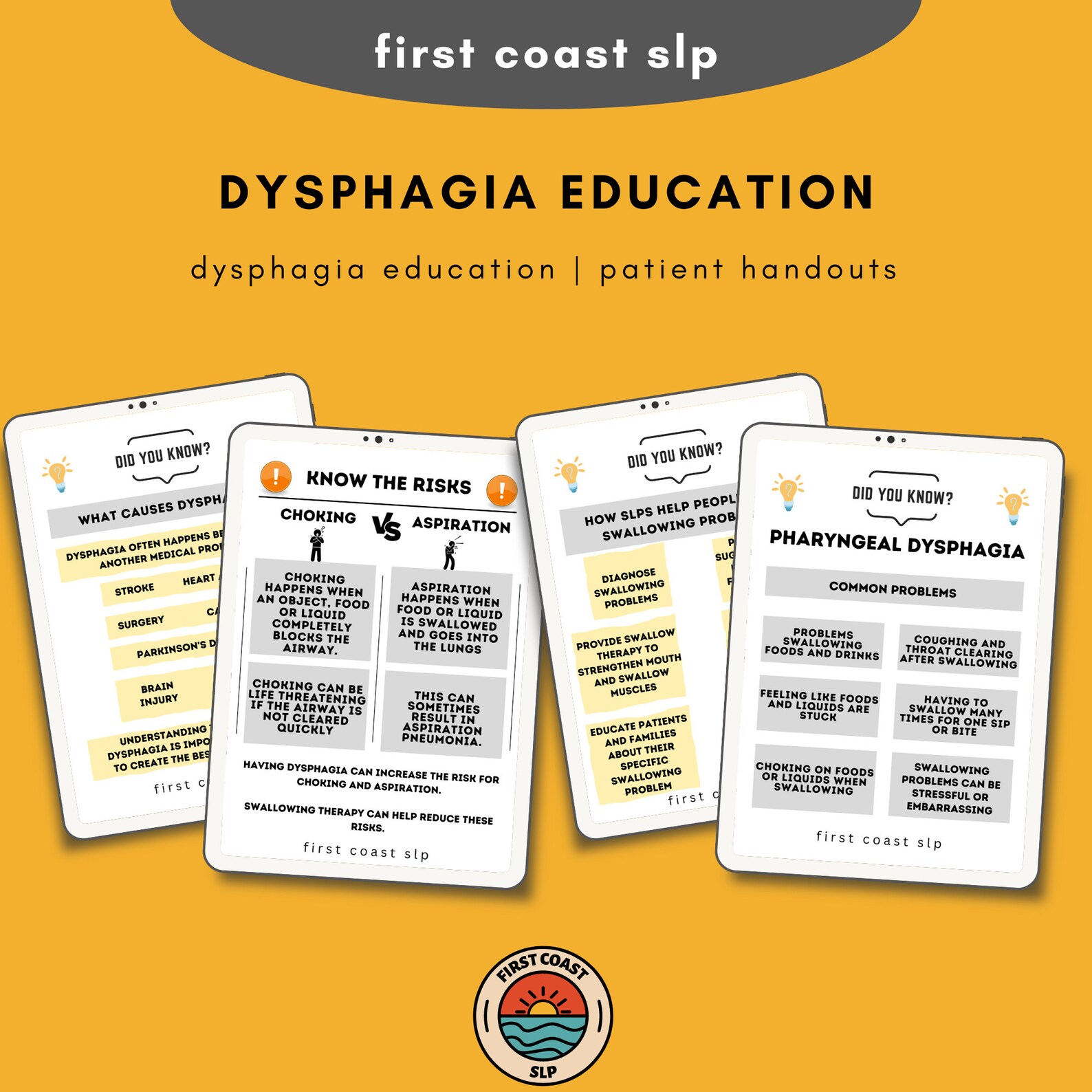 Dysphagia Patient Education Handouts: SLP Resources (digital Printable ...