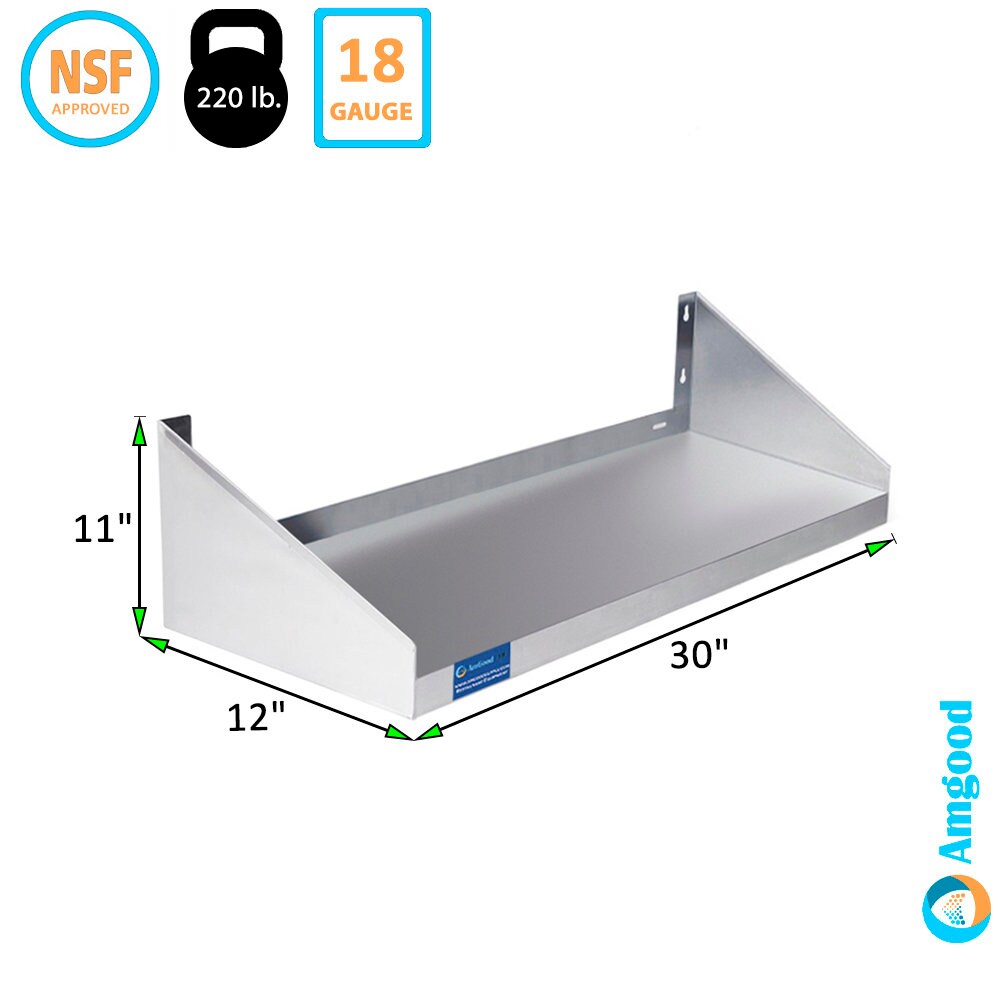 30 X 12 Stainless Steel Wall Shelf With Side Guards - Etsy