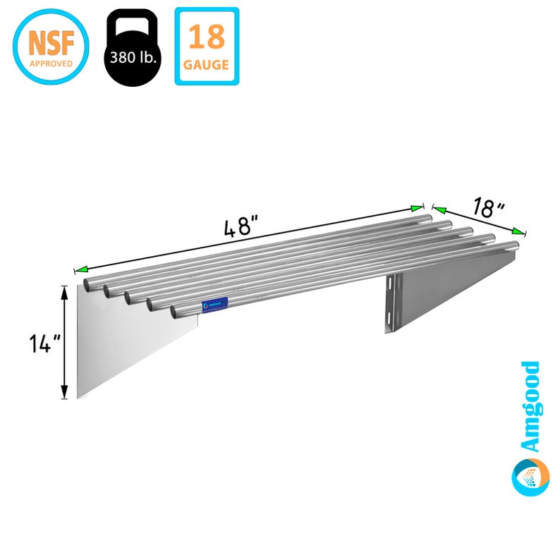 48 X 18 Stainless Steel Tubular Wall Shelf - Etsy