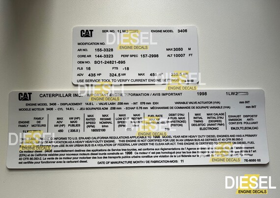 CAT 3406 1LW 14.6L Diesel Engine Valve Cover Sticker Decal - Etsy