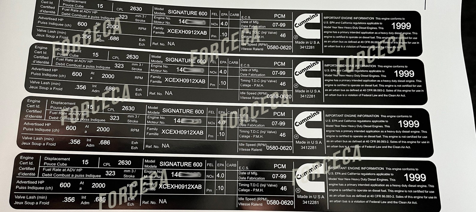 Cummins ISX Signature 600 Engine Valve Cover Decal Sticker Set - Etsy