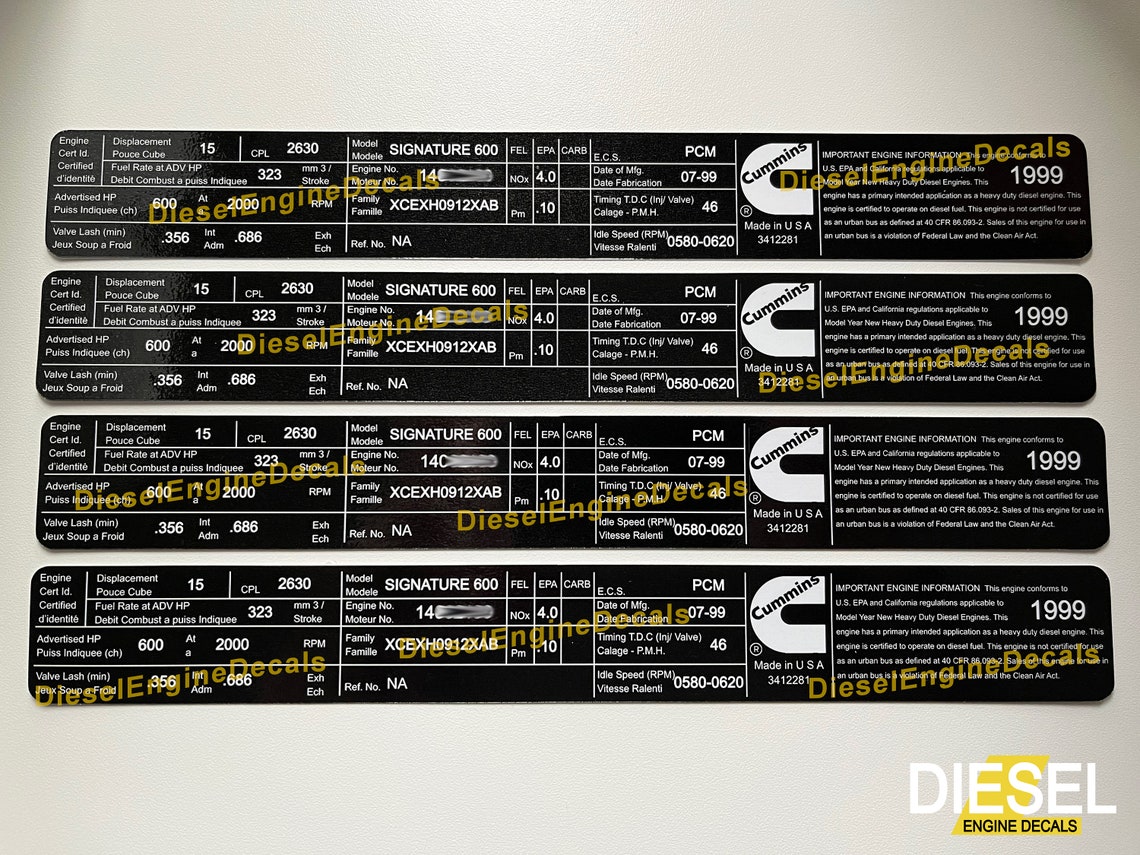 Cummins ISX Signature 600 Engine Valve Cover Decal Sticker Set - Etsy