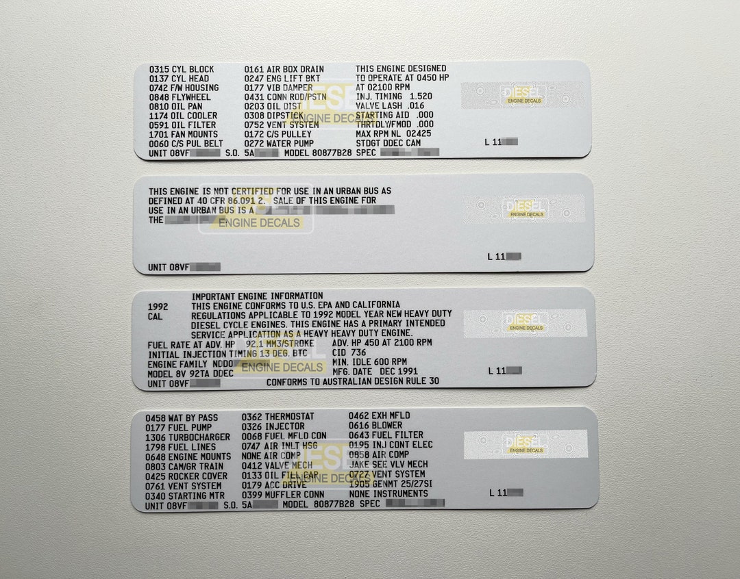 Detroit Diesel 8V92TA Valve Cover Sticker Decal 1992 CUSTOM - Etsy